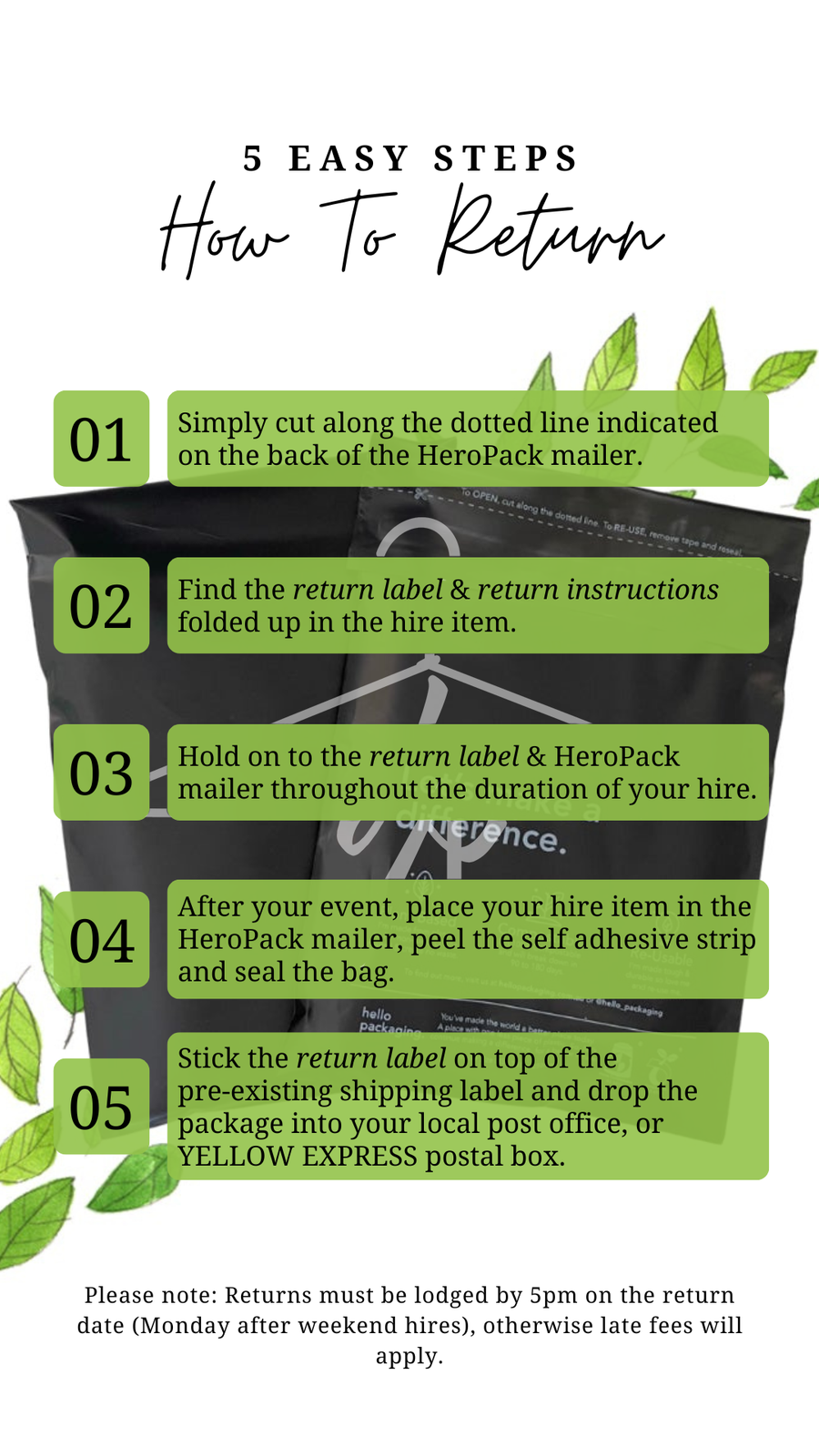 Return Instructions | LA DESIGNER HIRE